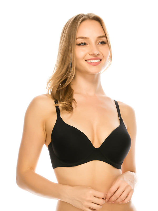 927 6 Piece Double Push Up Bra w/ Underwire Black