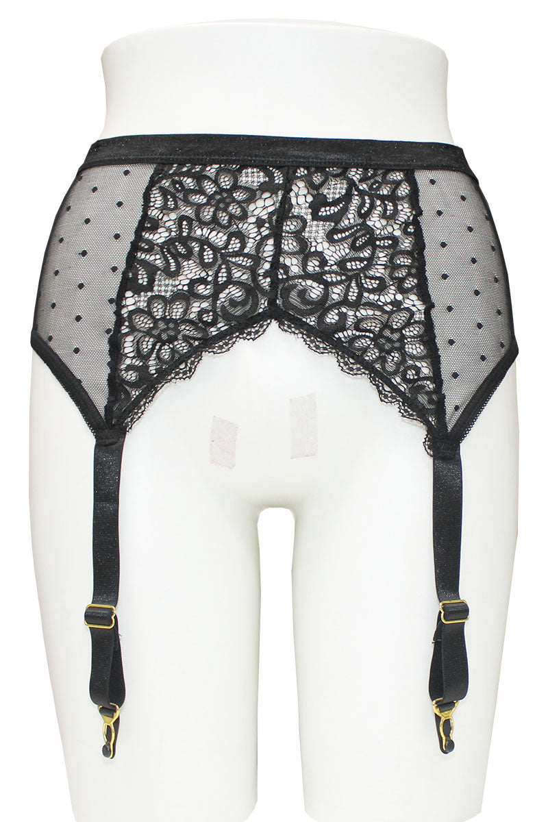 BE120 6-Pack 5 Hook Back Closure Lace & Elastic Garter Belt